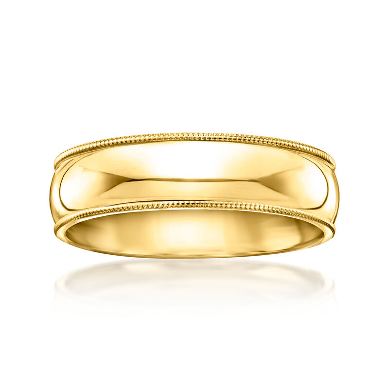 Men's 6mm 14kt Yellow Gold Milgrain Wedding Band
