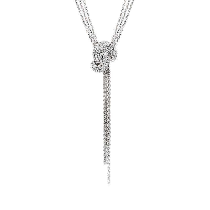 .50 ct. t.w. Diamond Knot and Tassel Necklace in Sterling Silver | Ross ...
