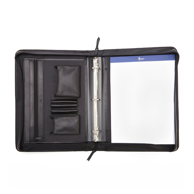 Royce Personalized Black Leather Writing Portfolio Binder