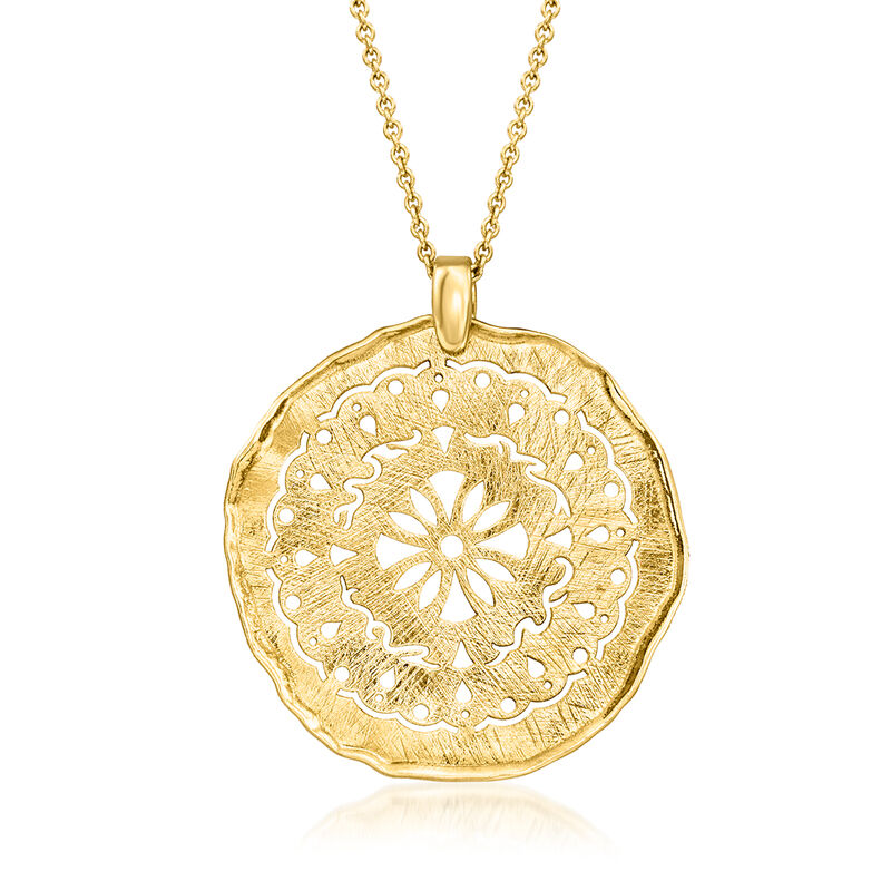 Italian 18kt Gold Over Sterling Filigree Pendant Necklace | Ross Simons