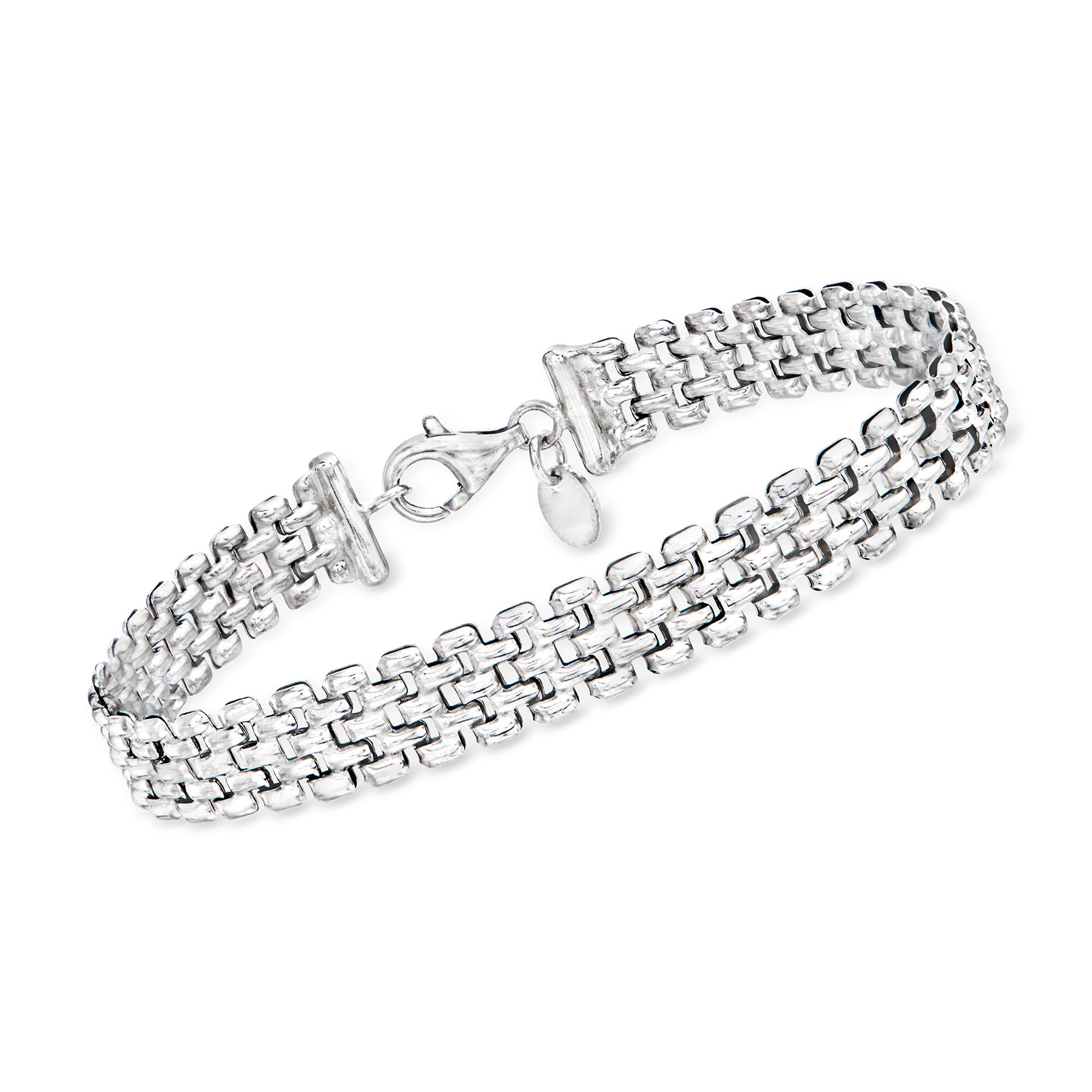 Italian Sterling Silver Panther Link Bracelet
