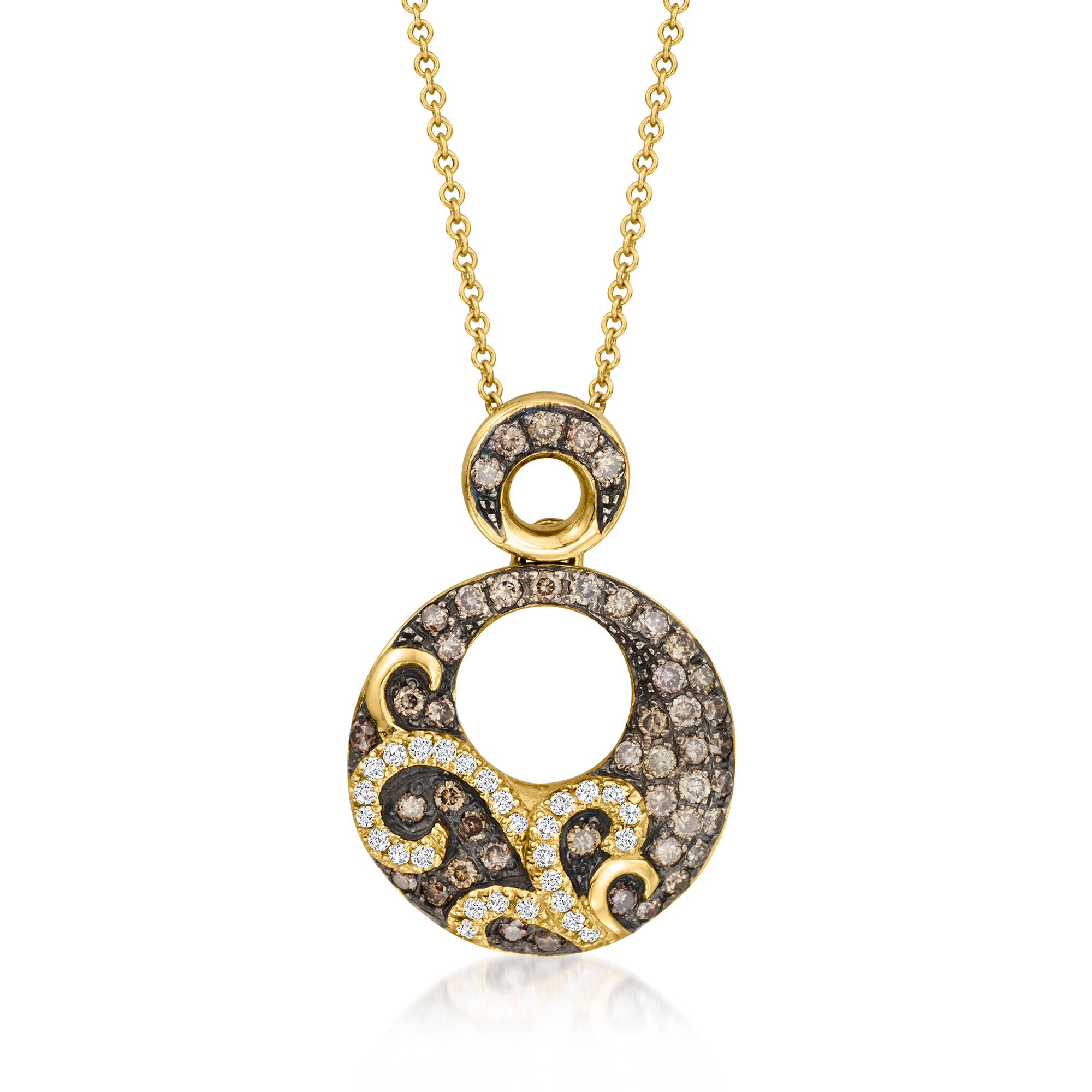 Le Vian Honey Gold Chocolatier Pendant with Chocolate Diamonds Vanilla Diamonds Set in 14K Honey Gold