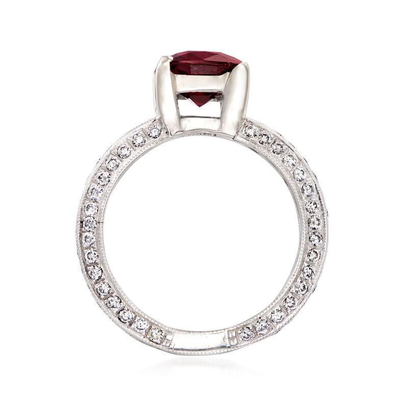 C. 1990 Vintage 3.20 Carat Rhodolite and 1.25 ct. t.w. Diamond Ring in ...