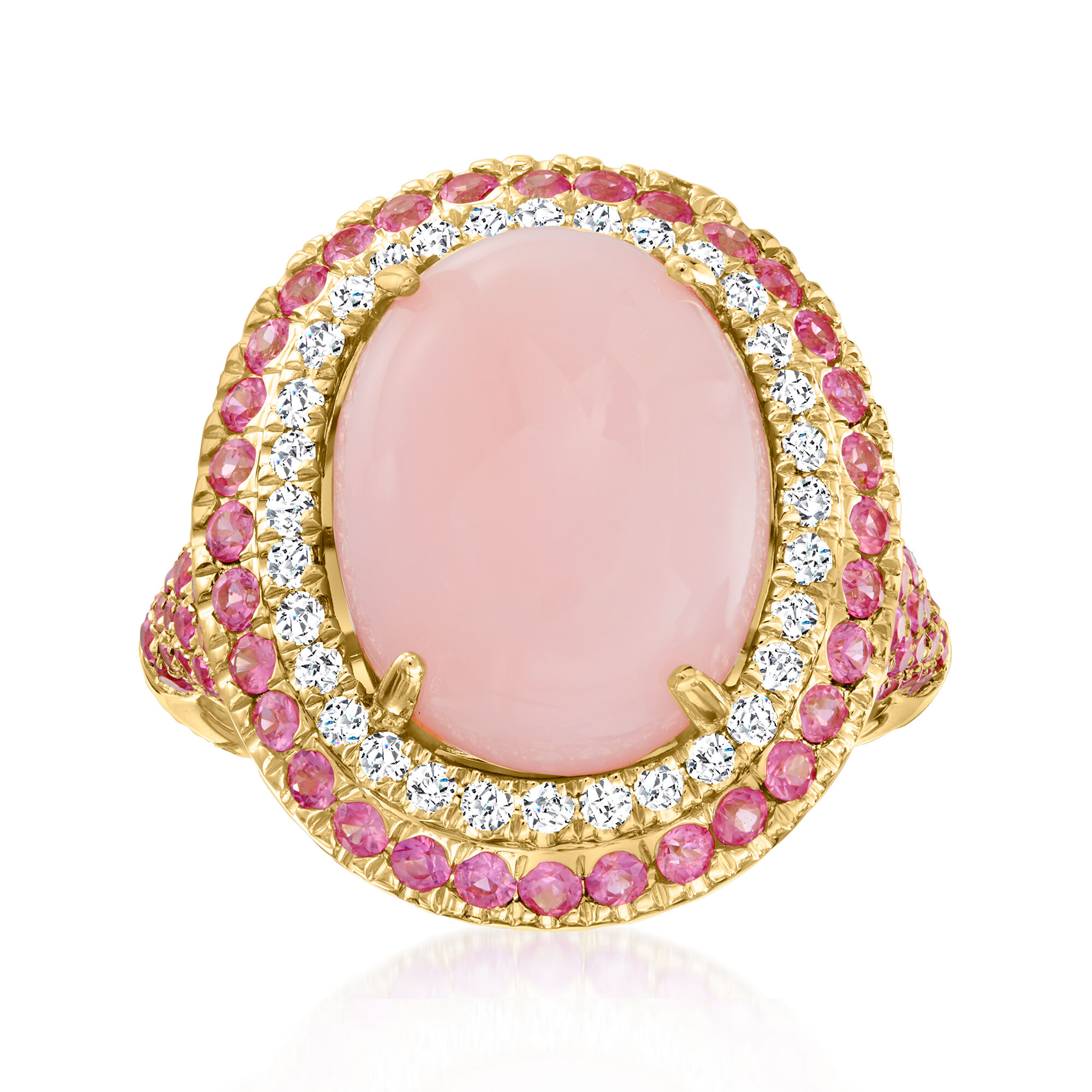 Pink Opal, 1.50 ct. t.w. Pink Sapphire and .28 ct. t.w. Pink Opal, 1.50 ct. t.w. Pink Sapphire and .28 ct. t.w.