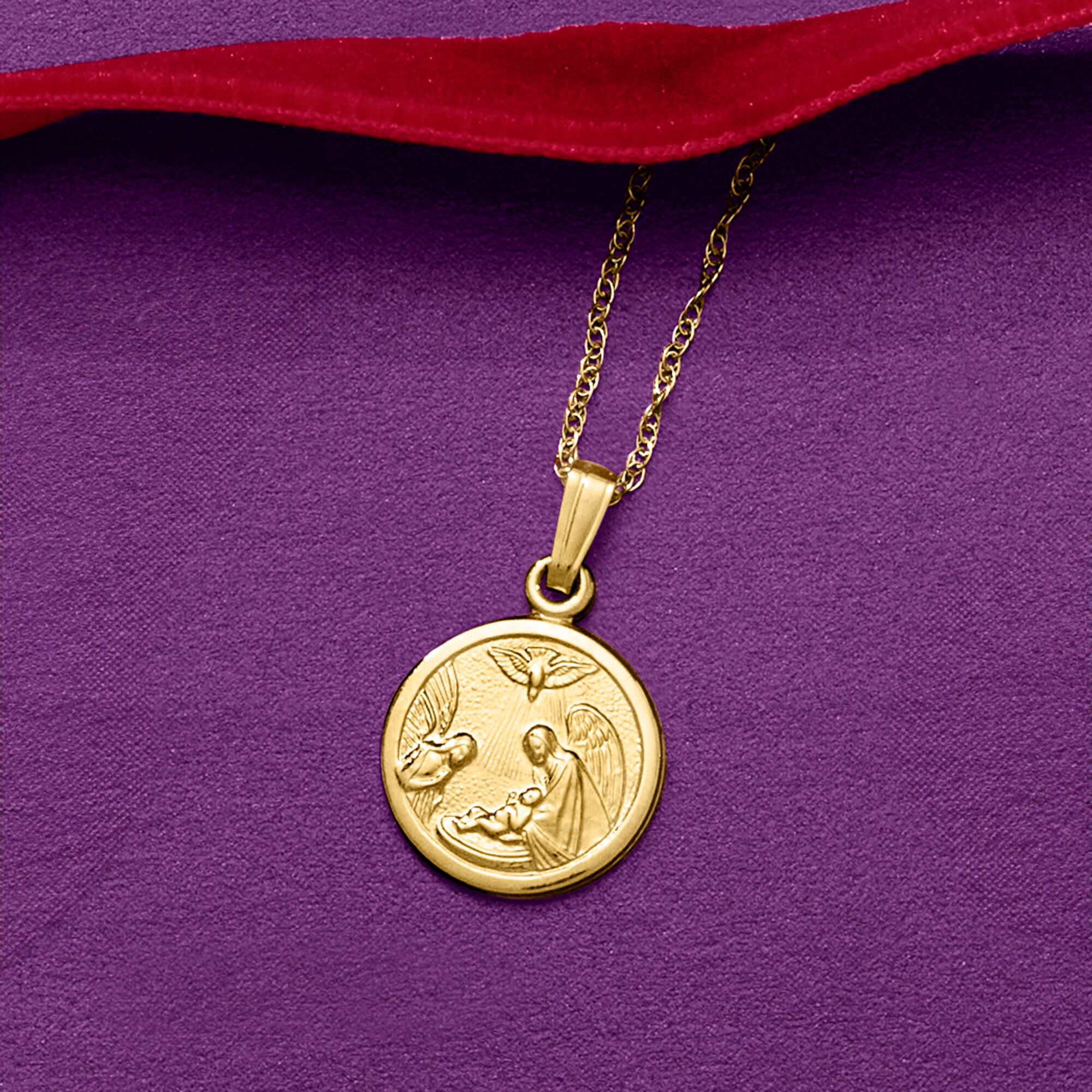 Ross Simons Child s 14kt Yellow Gold Guardian Angel Pendant Necklace. 15