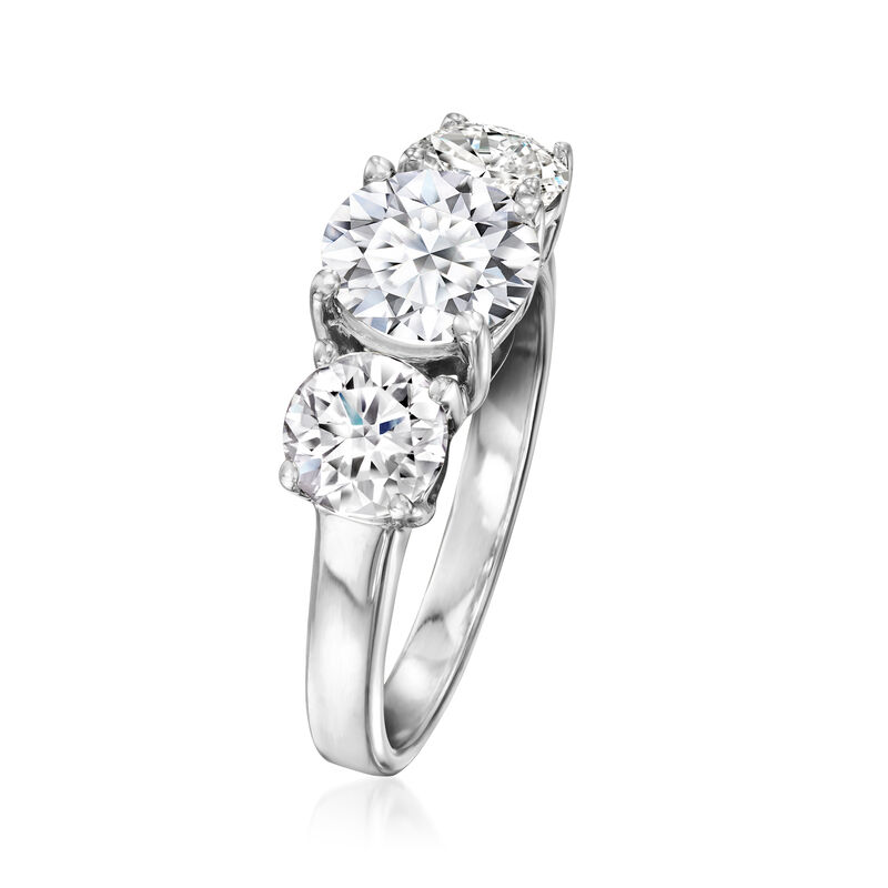 3.00 ct. t.w. Lab-Grown Diamond Three-Stone Ring in 14kt White Gold ...