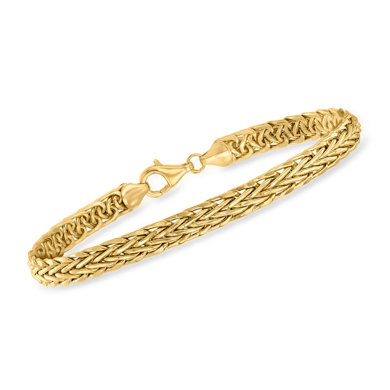 10kt Yellow Gold Flat Wheat-Chain Bracelet
