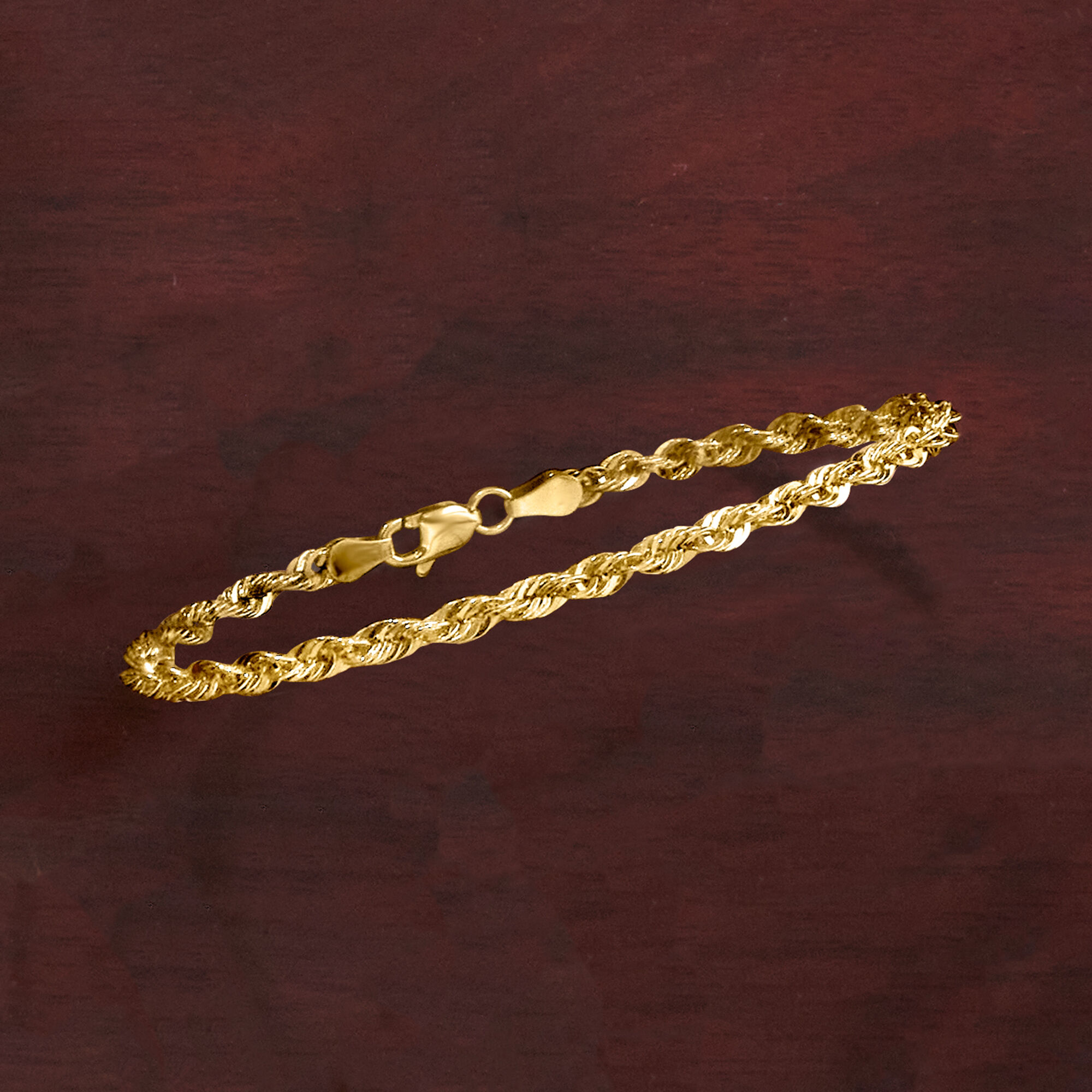 3.2mm 14kt Yellow Gold Rope Chain Bracelet