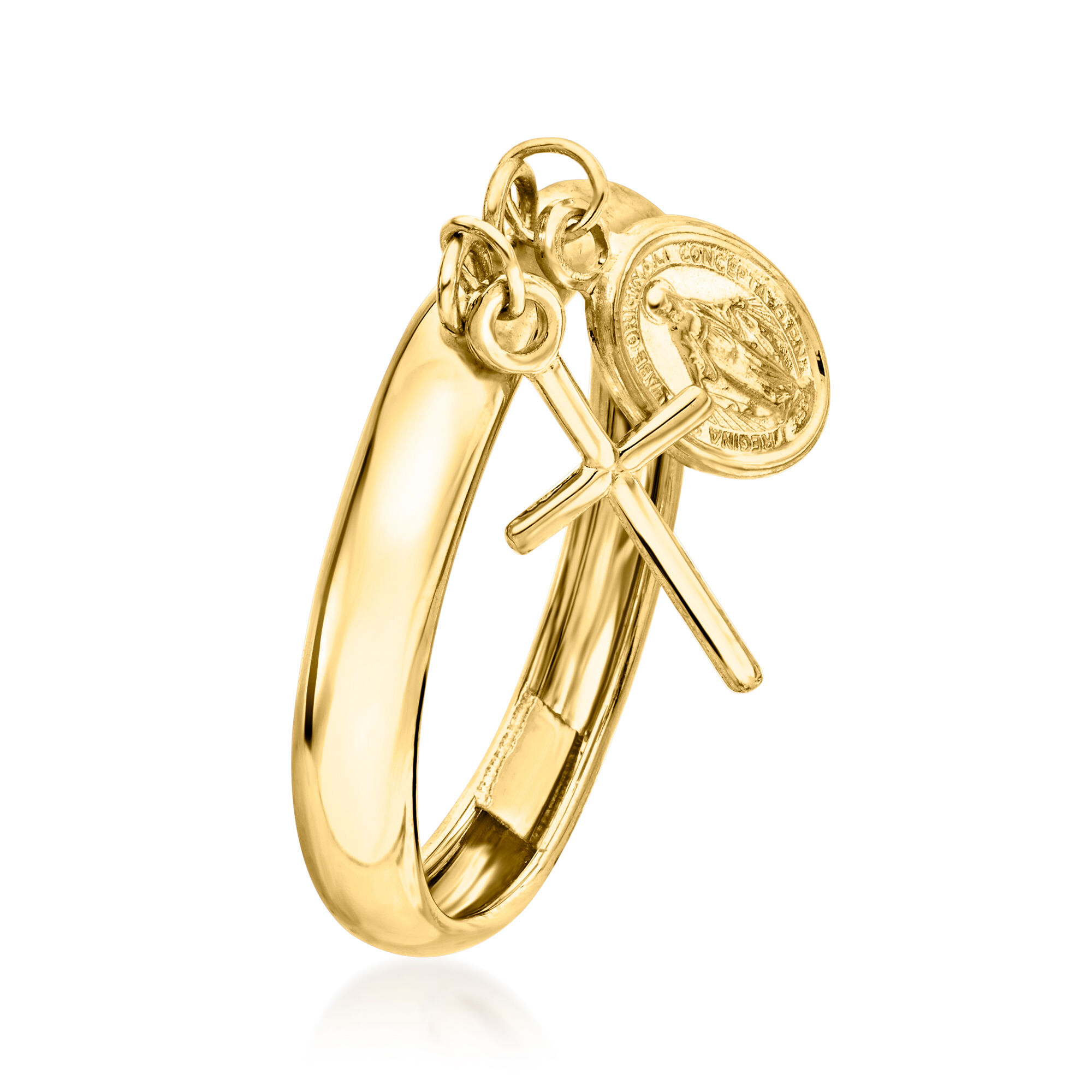 Italian 14kt Yellow Gold Religious Charm Ring