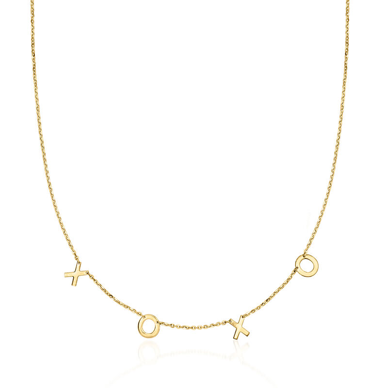 Italian 14kt Yellow Gold XOxo Station Necklace. 18"