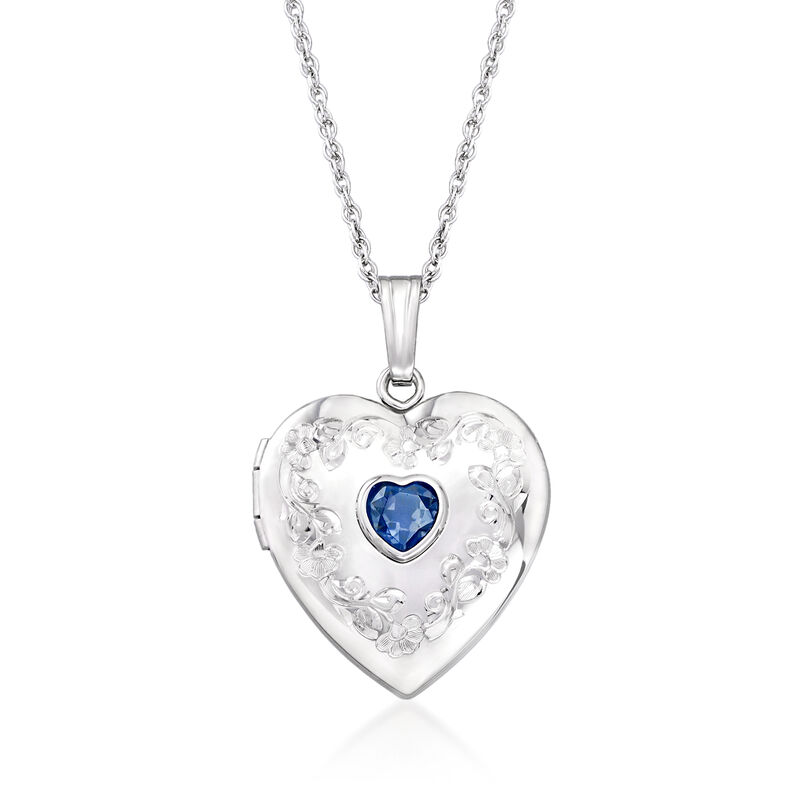 March/Sky Blue Topaz - .50 Carat Birthstone Heart Locket Necklace in ...