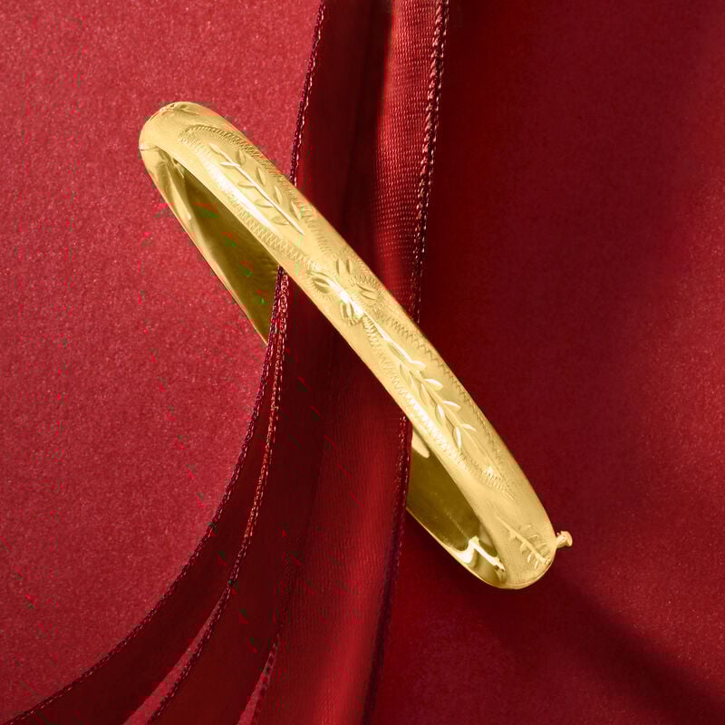 14kt Yellow Gold Floral Bangle Bracelet | Ross Simons