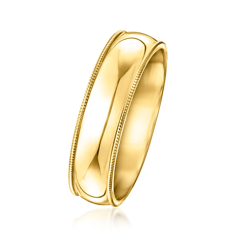 Men's 6mm 14kt Yellow Gold Milgrain Wedding Band