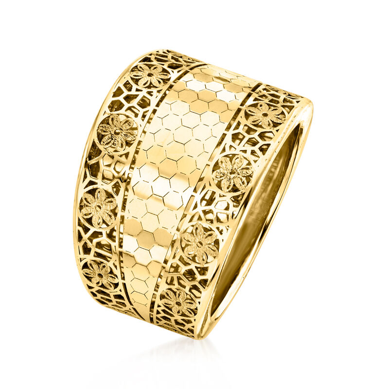Italian 14kt Yellow Gold Floral Filigree Ring | Ross Simons