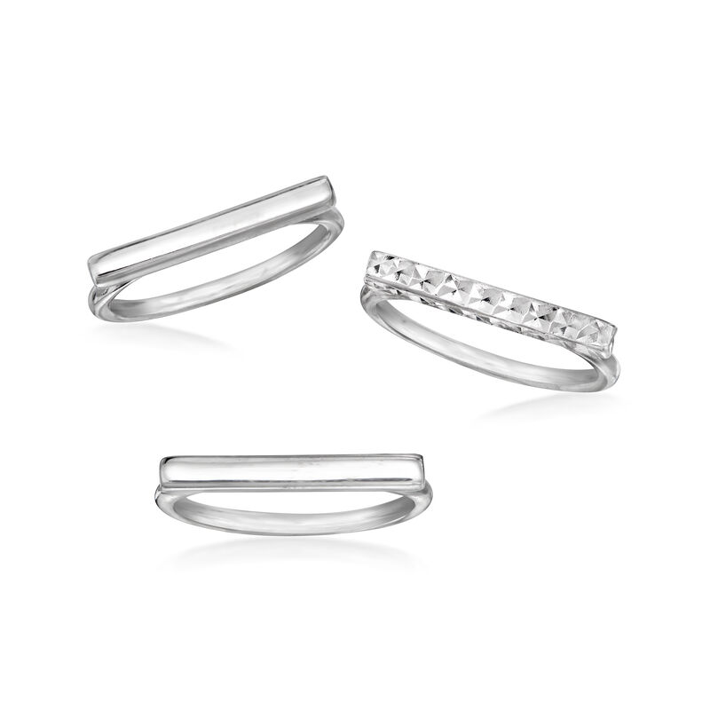 Italian Sterling Silver Jewelry Set: Three Textured and Polished Bar ...