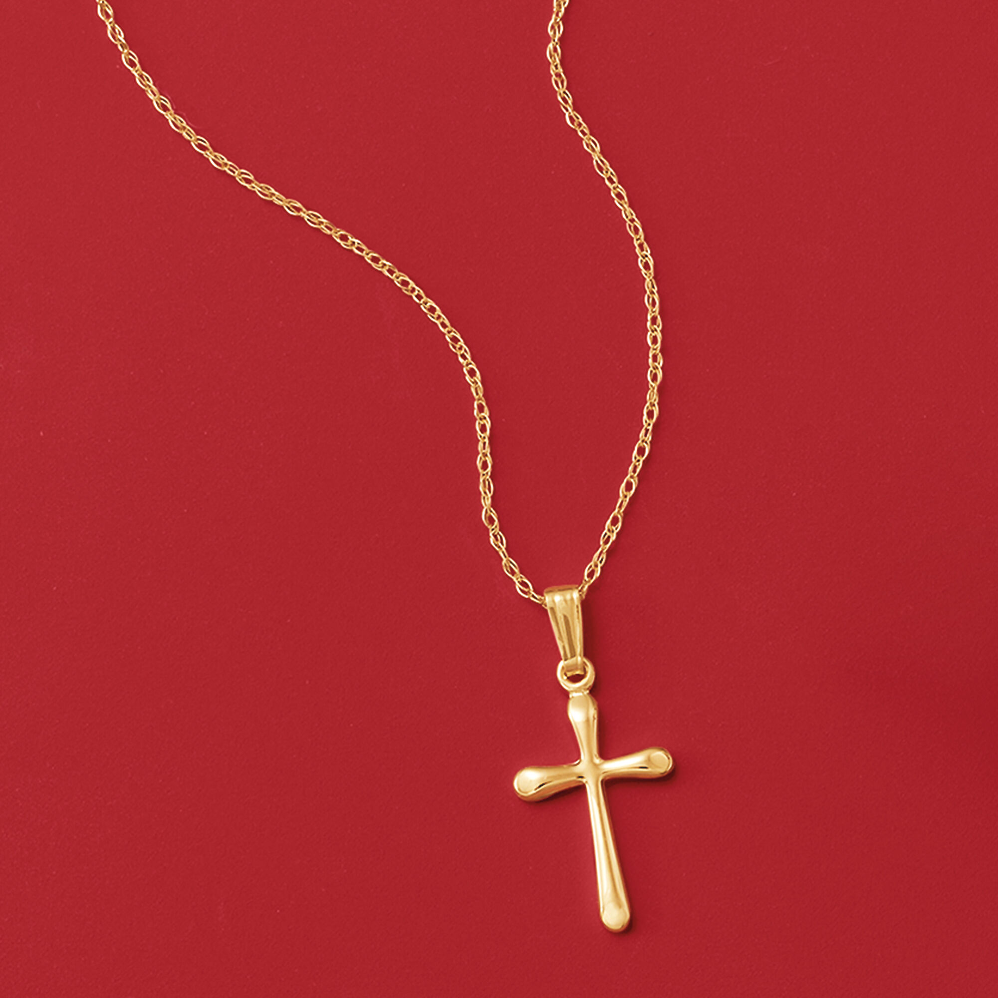 Ross Simons Child s 14kt Yellow Gold Cross Necklace. 15