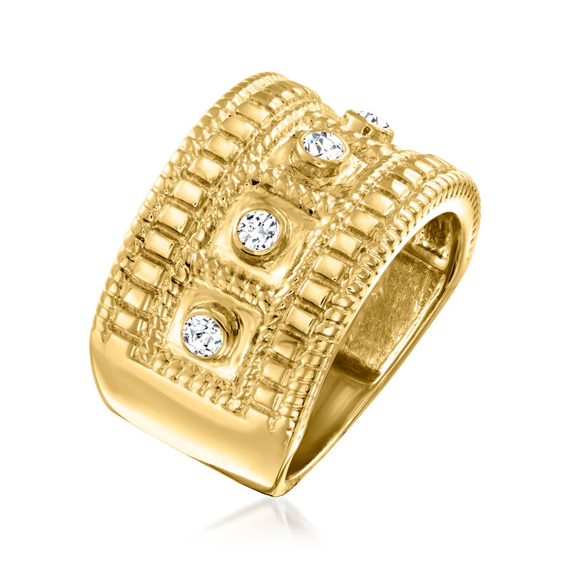 .25 ct. t.w. Diamond Aztec-Style Ring in 18kt Gold Over Sterling