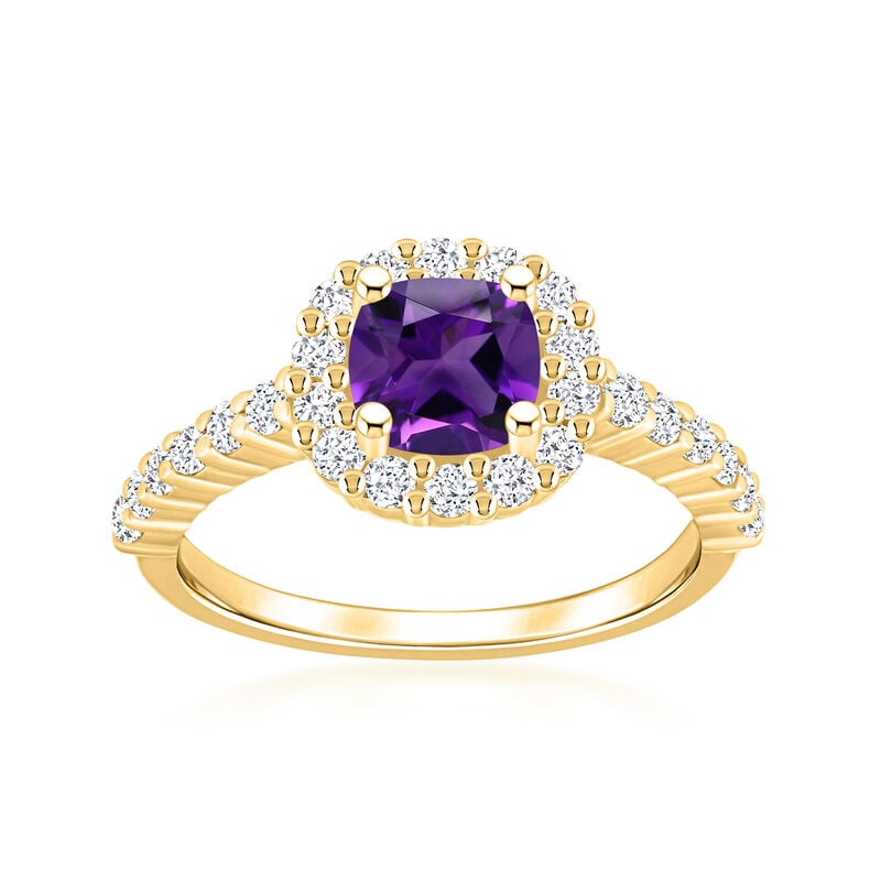 .80 Carat Amethyst Ring with .65 ct. t.w. Diamonds in 14kt Yellow Gold ...