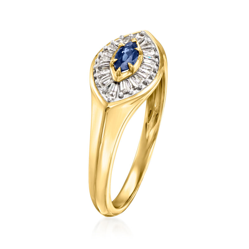 .20 Carat Sapphire and .15 ct. t.w. Diamond Evil Eye Ring in 14kt Yellow Gold | Ross Simons