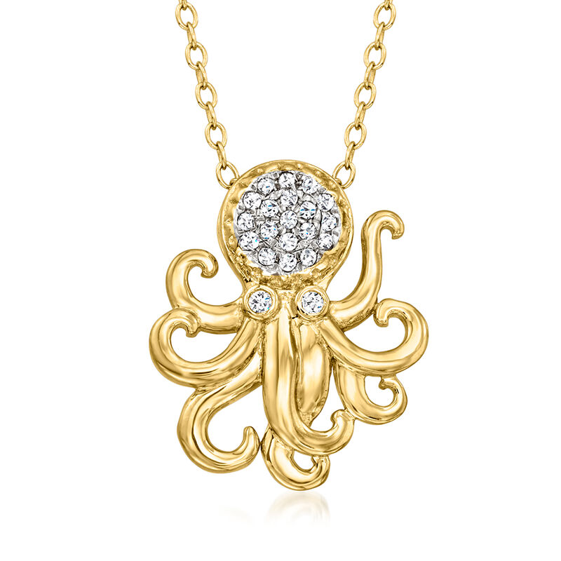 .10 ct. t.w. Diamond Octopus Pendant Necklace in 18kt Gold Over ...