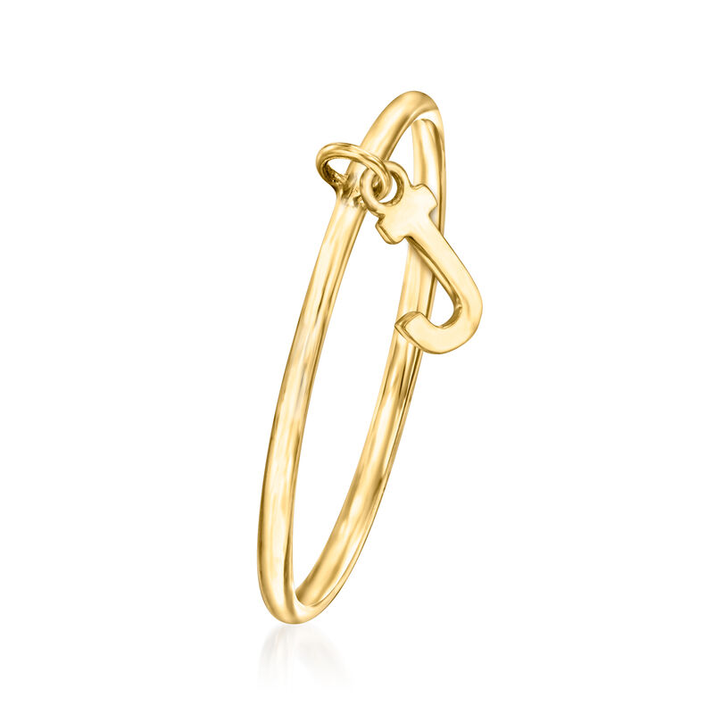 14kt Yellow Gold "J" Initial Charm Ring