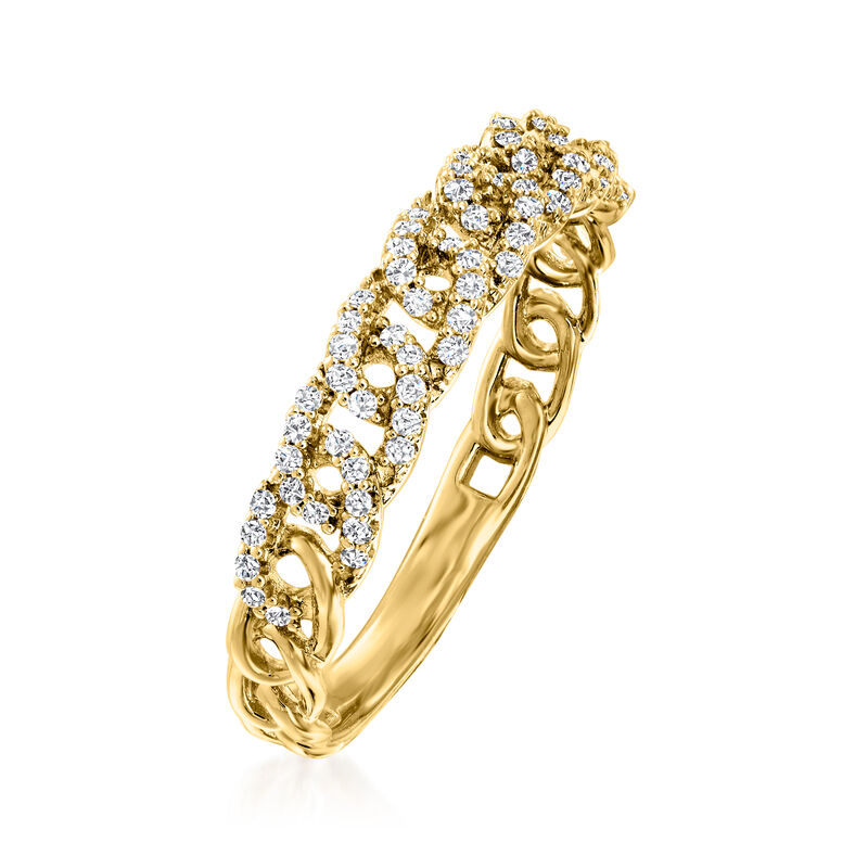 .20 ct. t.w. Diamond Curb-Link Ring in 14kt Yellow Gold | Ross Simons ...