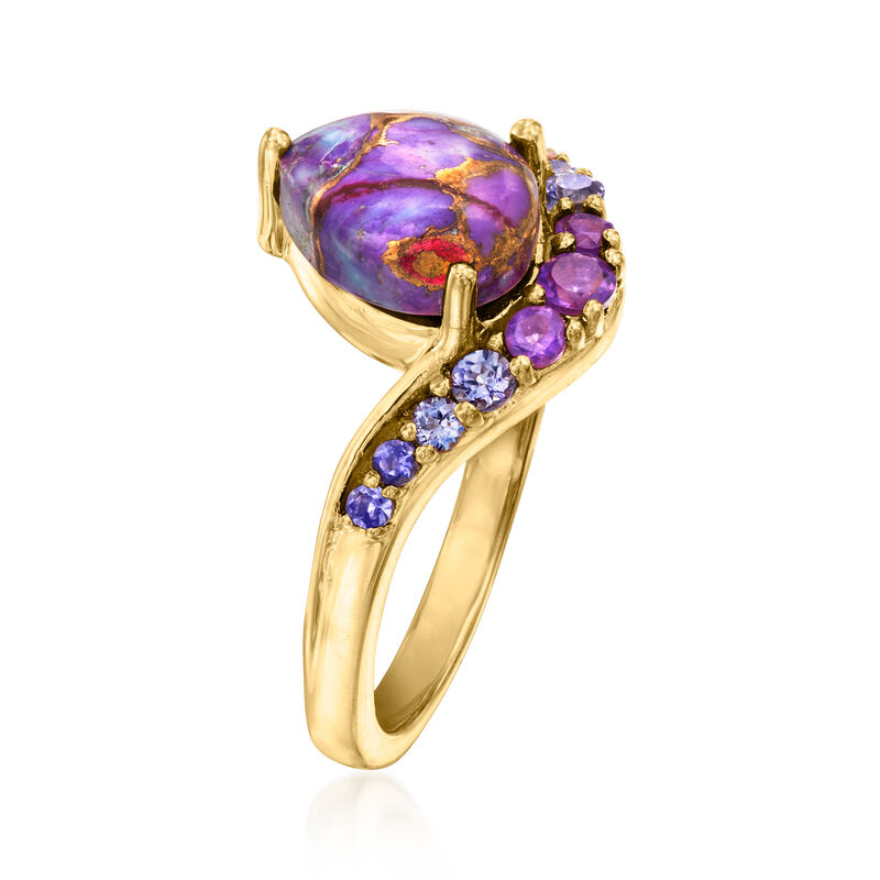 Purple Turquoise and .25 ct. t.w. Multi-Gemstone Ring in 18kt Gold Over ...