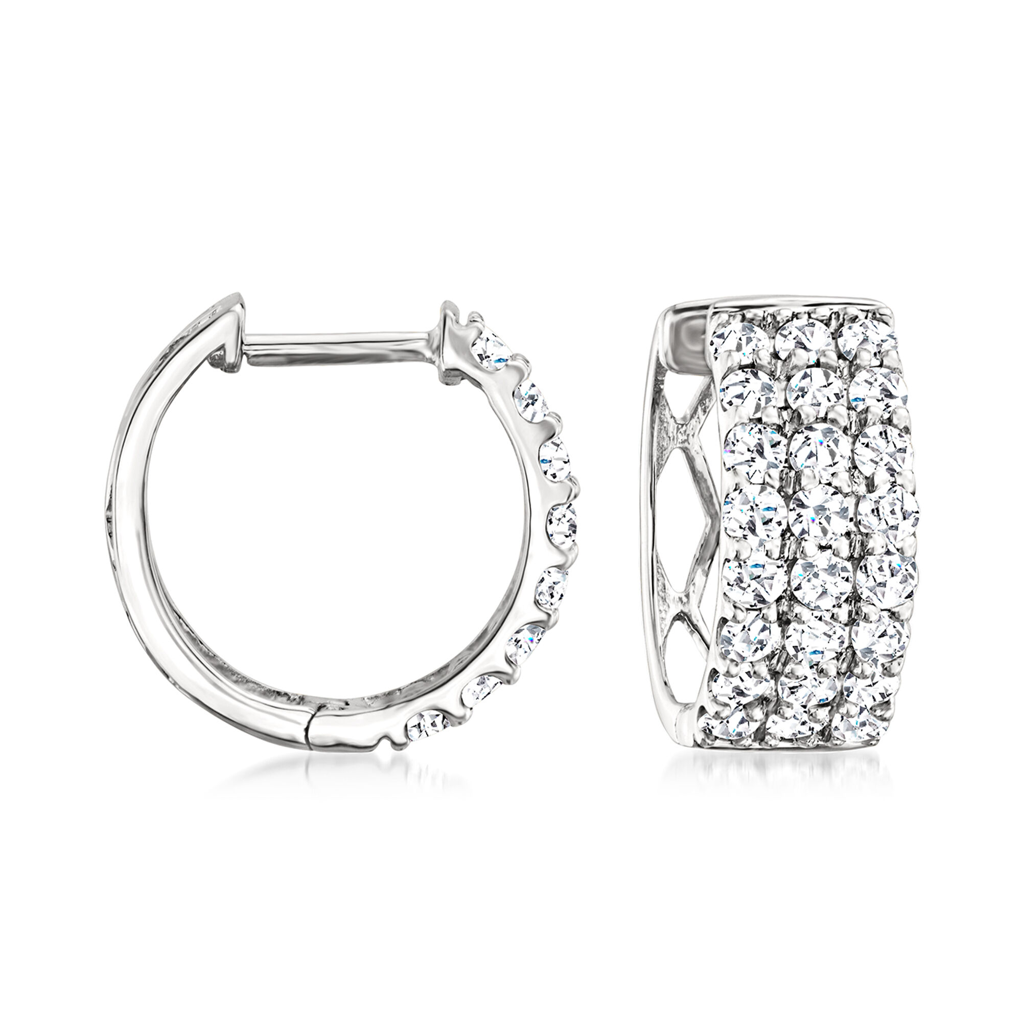 1.00 ct. t.w. Diamond Three-Row Huggie Hoop Earrings in 14kt 1.00 ct. t.w. Diamond Three-Row Huggie Hoop Earrings in 14kt