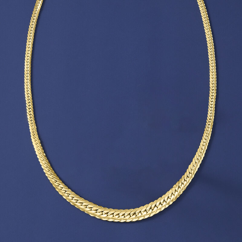 Italian 18kt Yellow Gold Graduated Cuban-Link Necklace. 18"