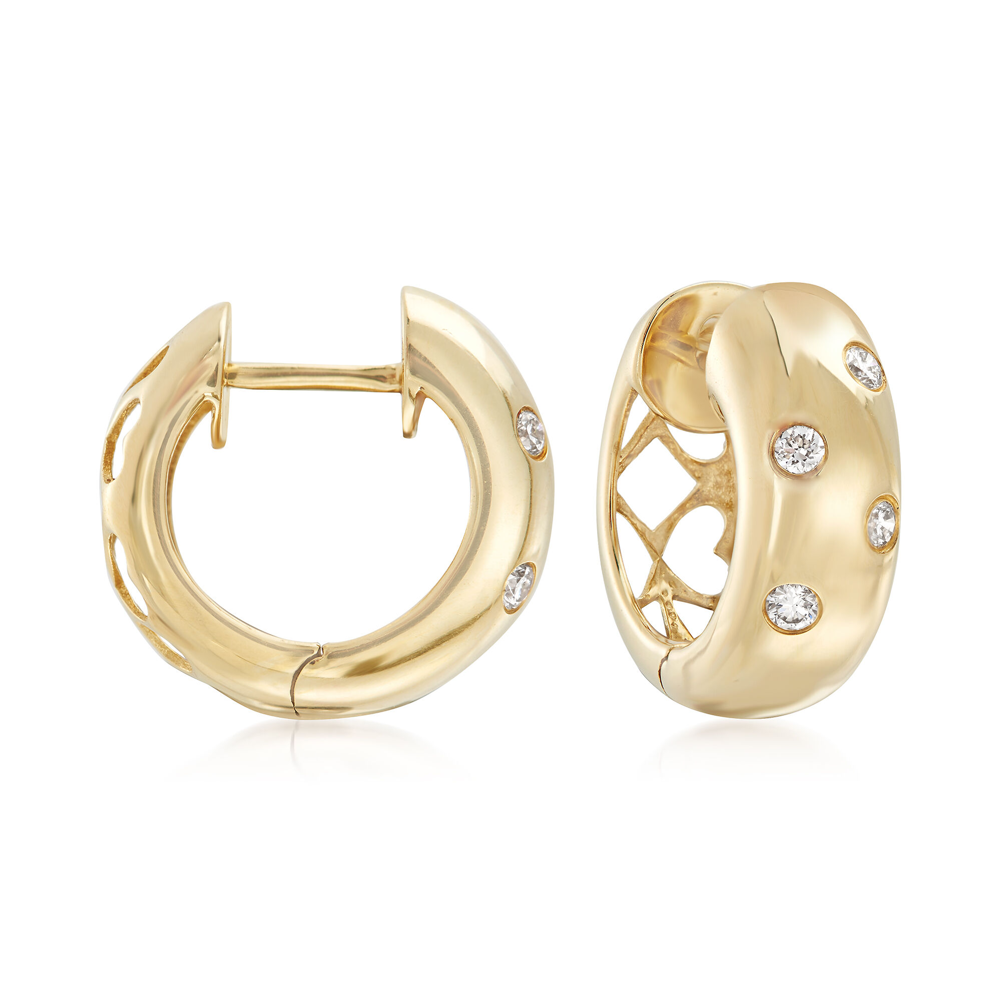 13 ct. t.w. Diamond Polka Dot Hoop Earrings in 14kt Yellow Gold