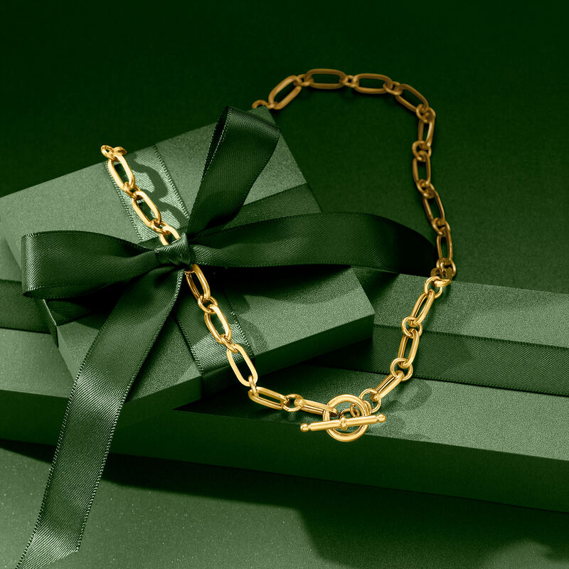 Italian 18kt Gold Over Sterling Paper Clip Link Necklace