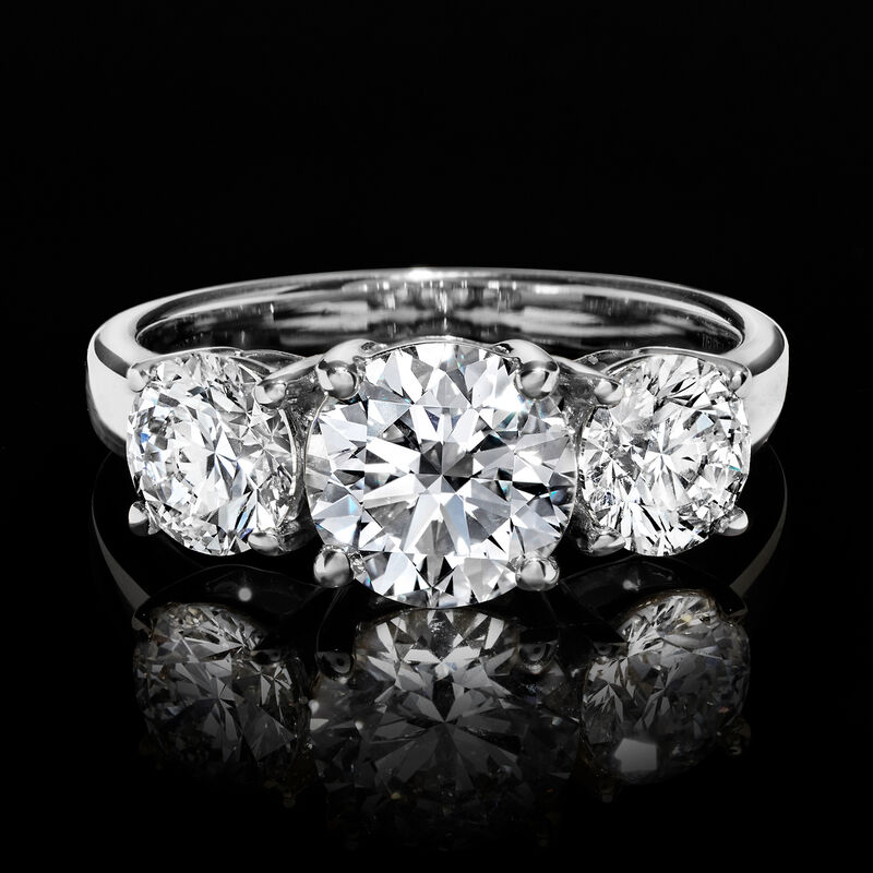 3.00 ct. t.w. Lab-Grown Diamond Three-Stone Ring in 14kt White Gold