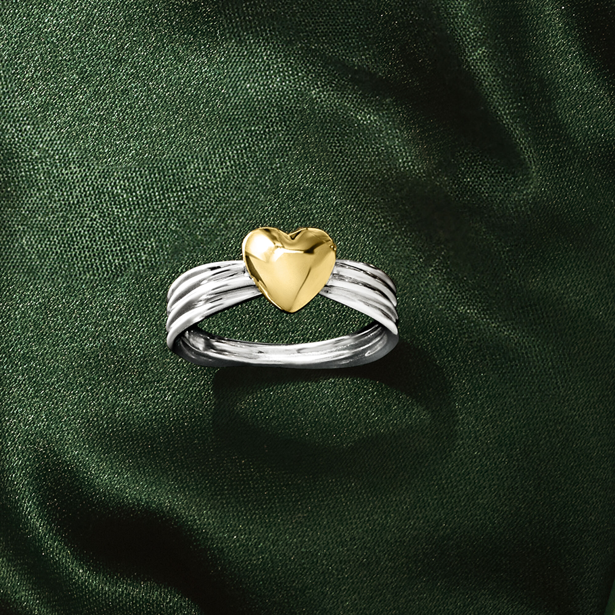 Silver and gold heart ring store
