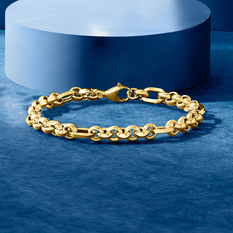 Italian 18kt Yellow Gold Rolo-Link Bracelet. 7"