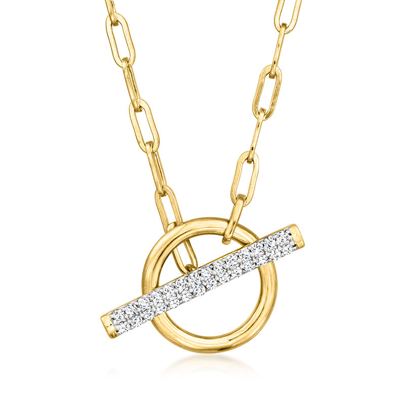 .25 ct. t.w. Diamond Paper Clip Link Toggle Necklace in 18kt Gold Over ...