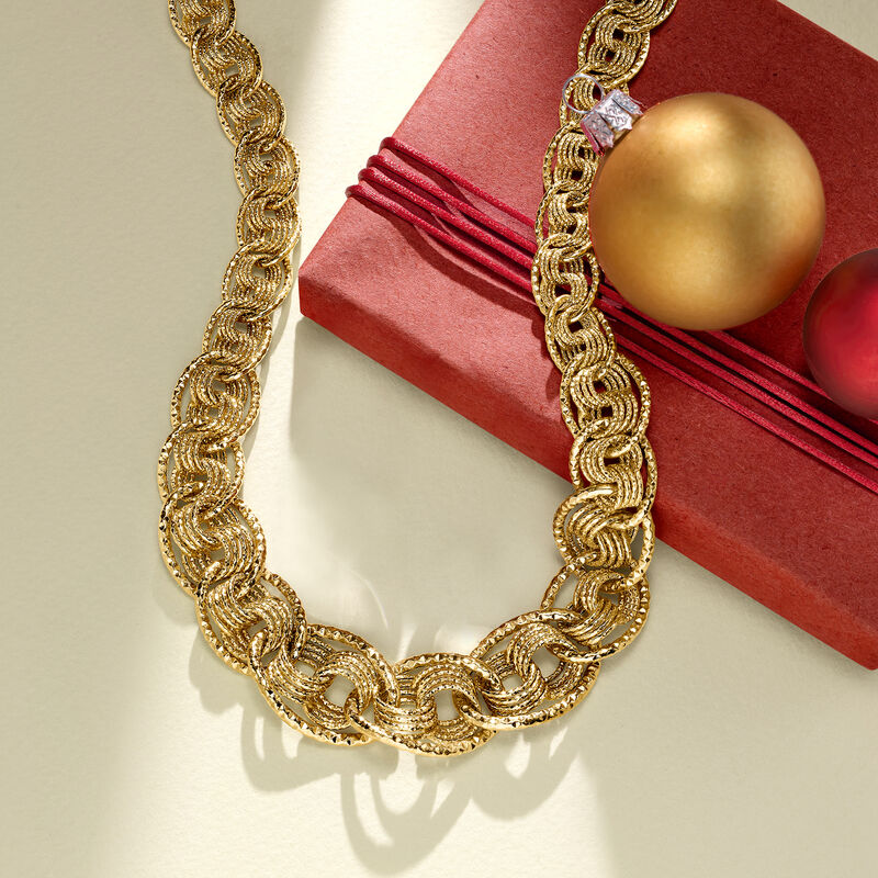 14kt Yellow Gold Oval Rolo-Link Necklace | Ross Simons