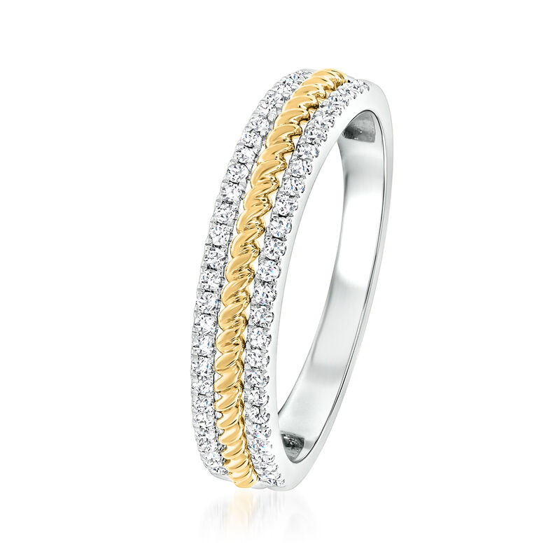 .25 ct. t.w. Diamond Twisted Ring in Sterling Silver and 18kt Gold Over ...