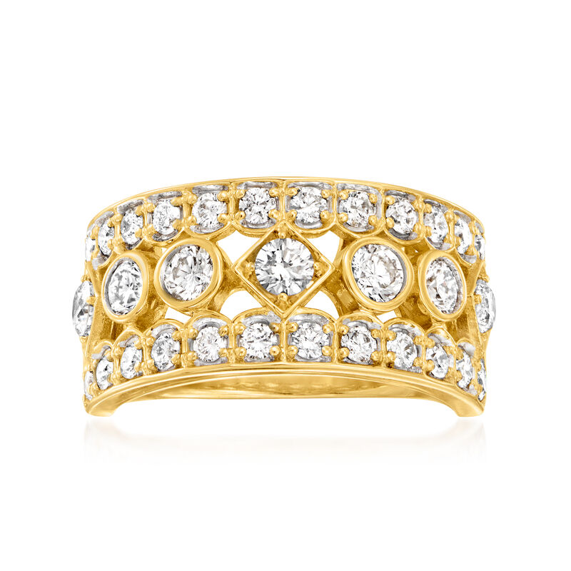 1.30 ct. t.w. Diamond Openwork Ring in 14kt Yellow Gold | Ross Simons ...