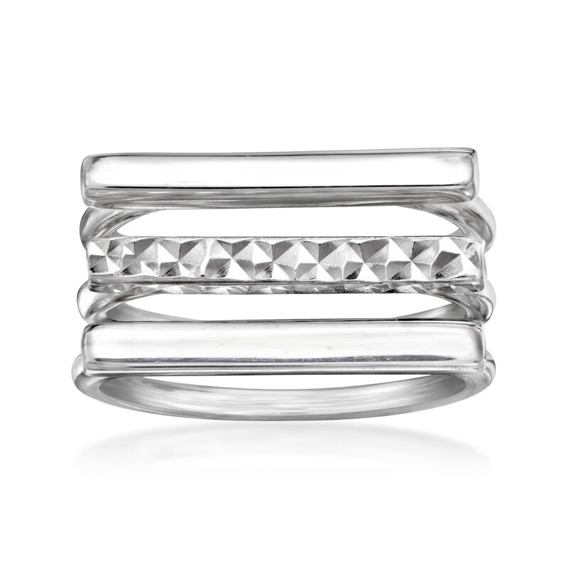 Italian Sterling Silver Jewelry Set: Three Textured and Polished Bar ...