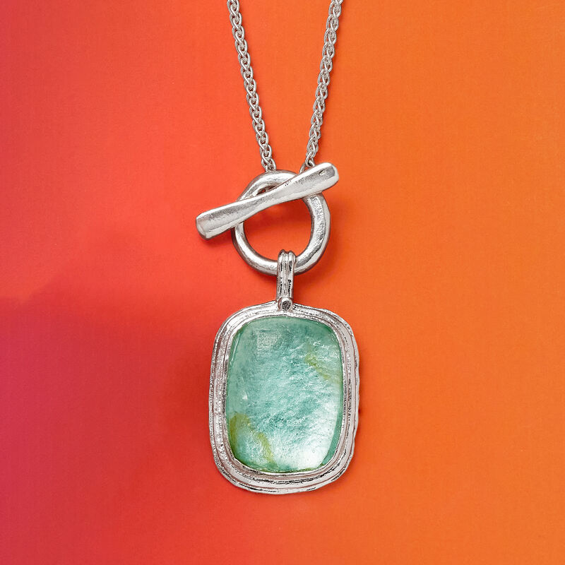 Roman Glass Toggle Necklace in Sterling Silver | Ross Simons