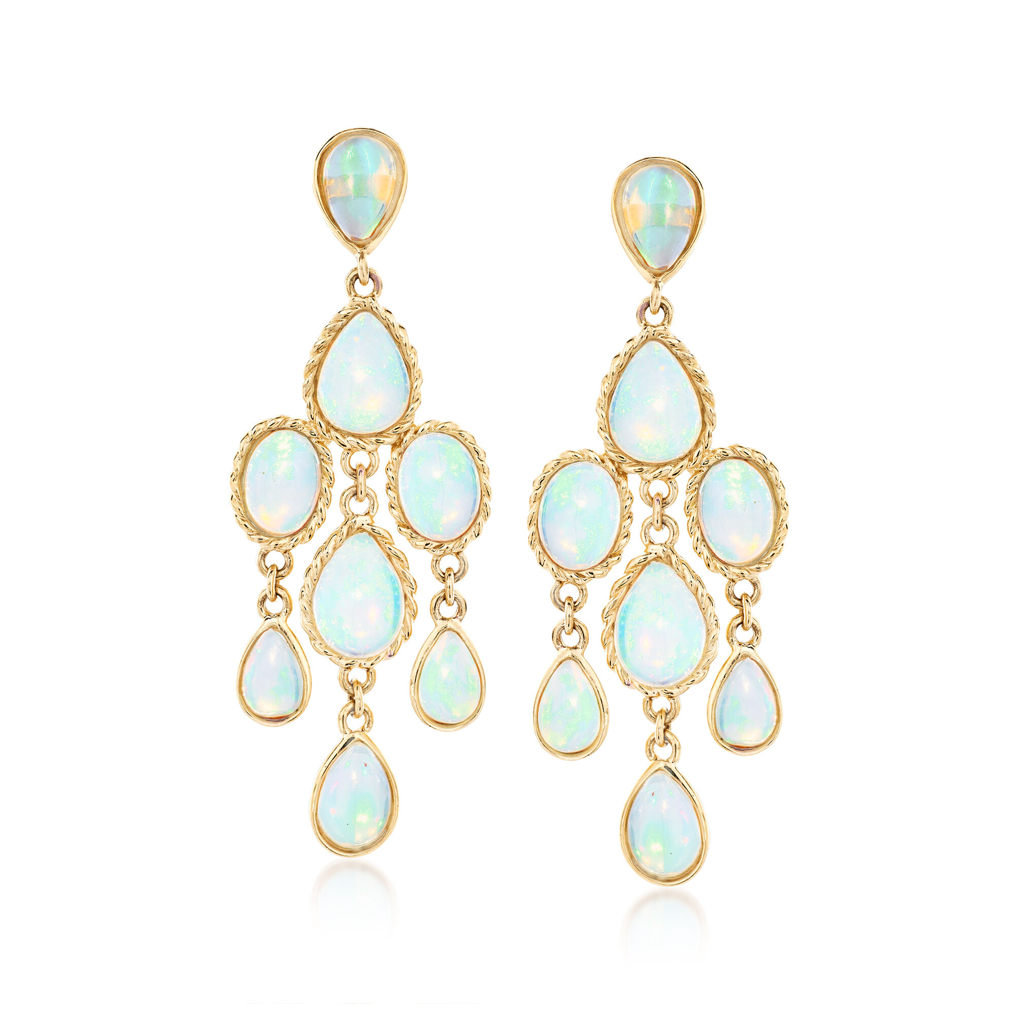 Ethiopian Opal Chandelier Earrings in 14kt Yellow Gold