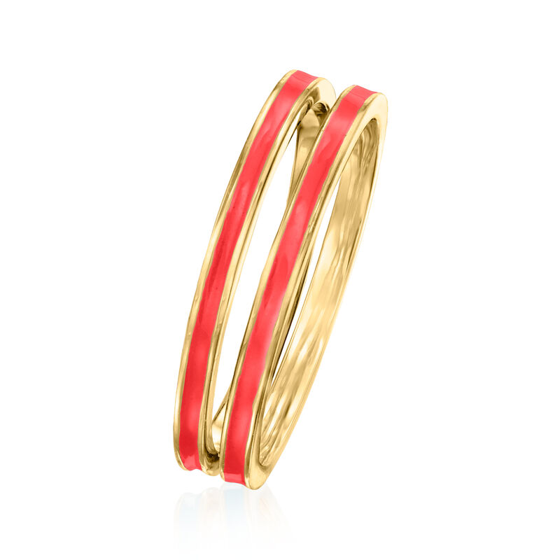 Red Enamel Jewelry Set: Two Rings in 18kt Gold Over Sterling