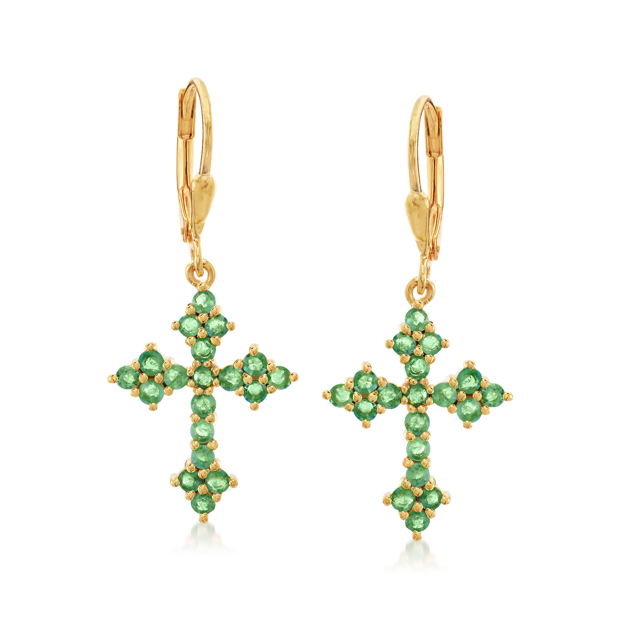 Emerald cross earrings store