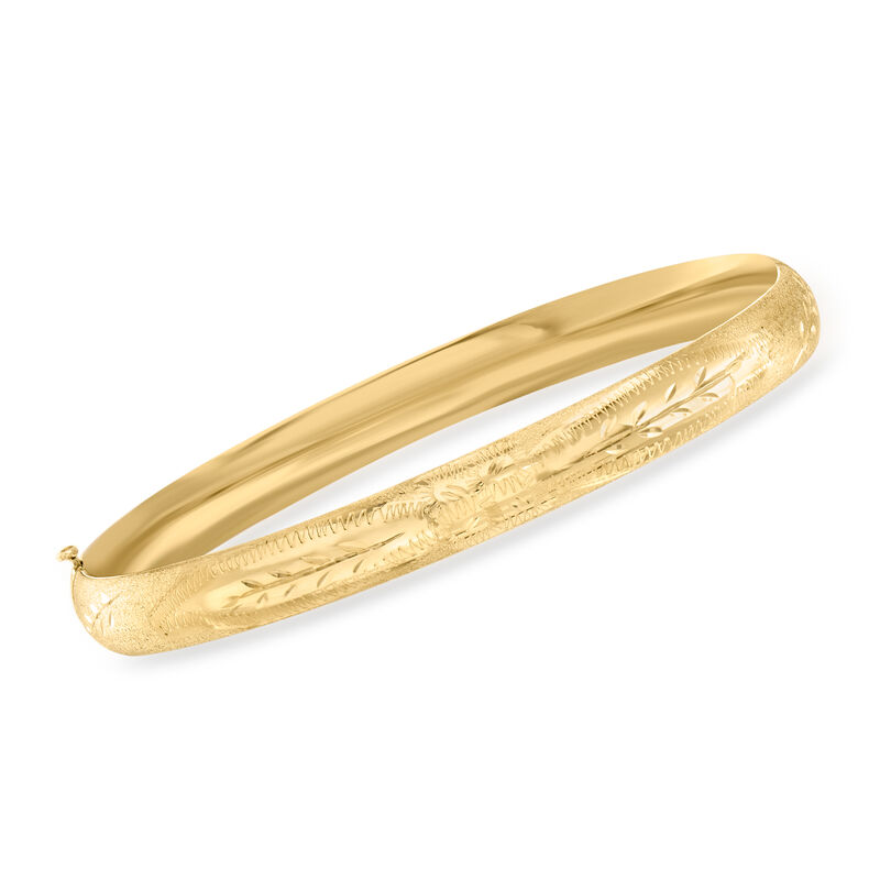 14kt Yellow Gold Floral Bangle Bracelet | Ross Simons