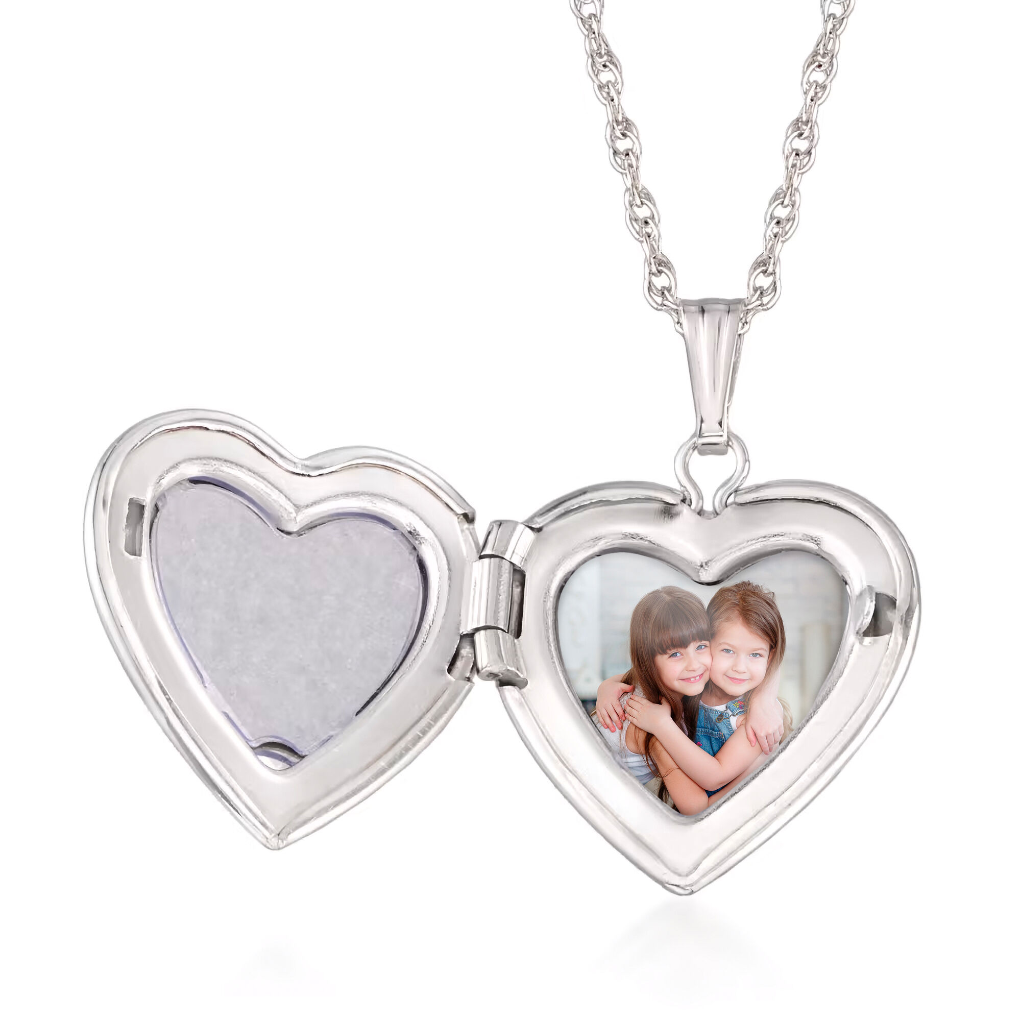 White gold heart locket and chain store