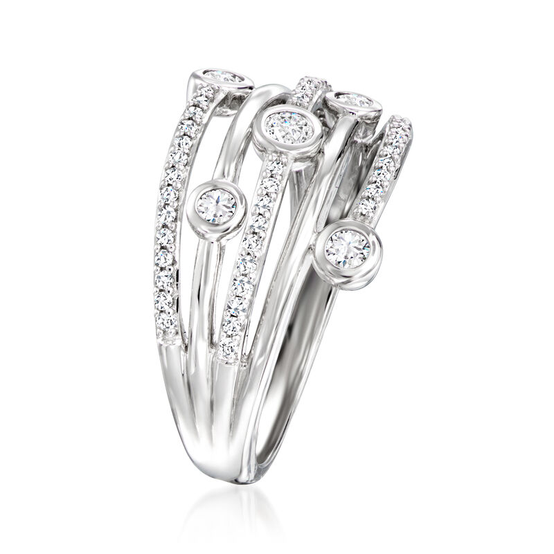 .50 ct. t.w. Bezel-Set Diamond Highway Ring in Sterling Silver. Size 8 ...