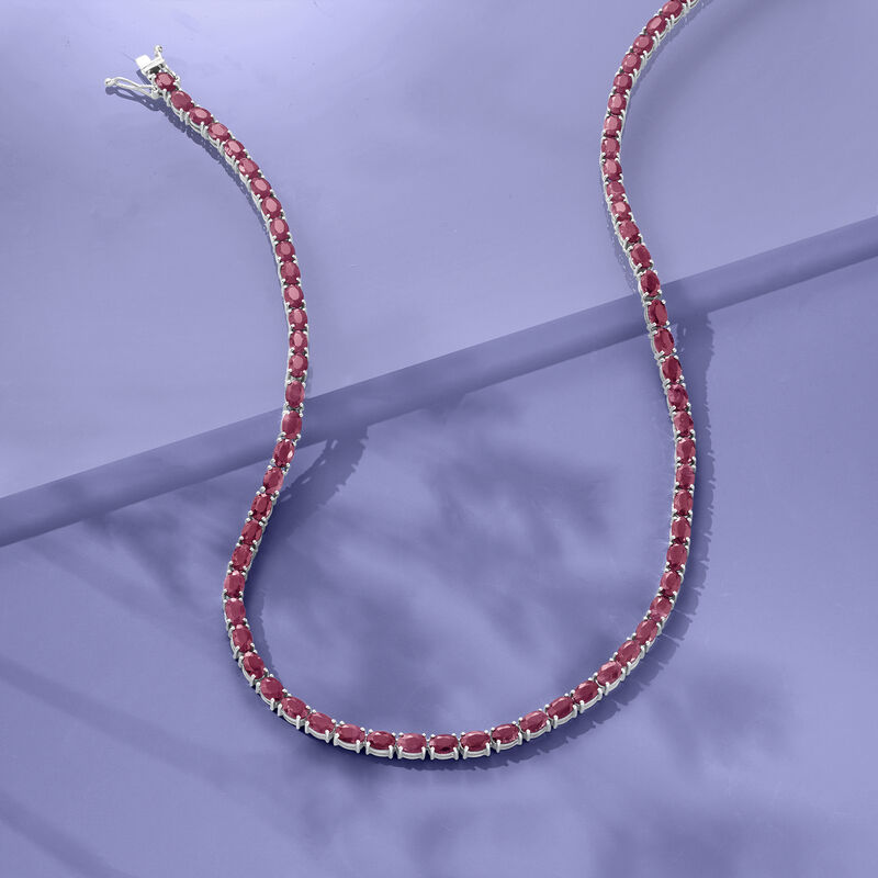 40.00 ct. t.w. Ruby Tennis Necklace in Sterling Silver