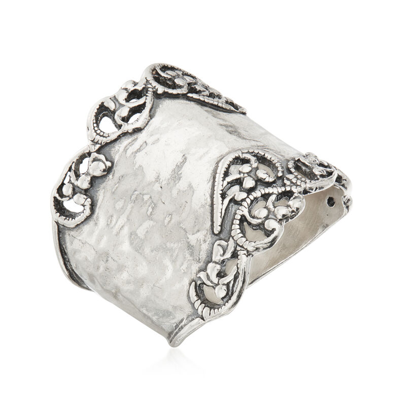 Sterling Silver Filigree-Edge Ring | Ross Simons