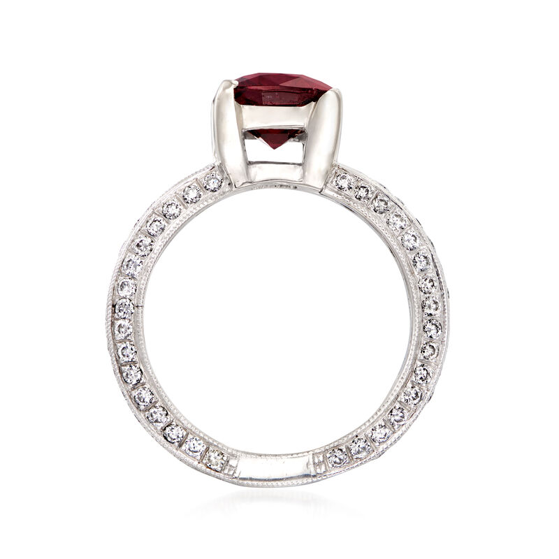 C. 1990 Vintage 3.20 Carat Rhodolite and 1.25 ct. t.w. Diamond Ring in ...