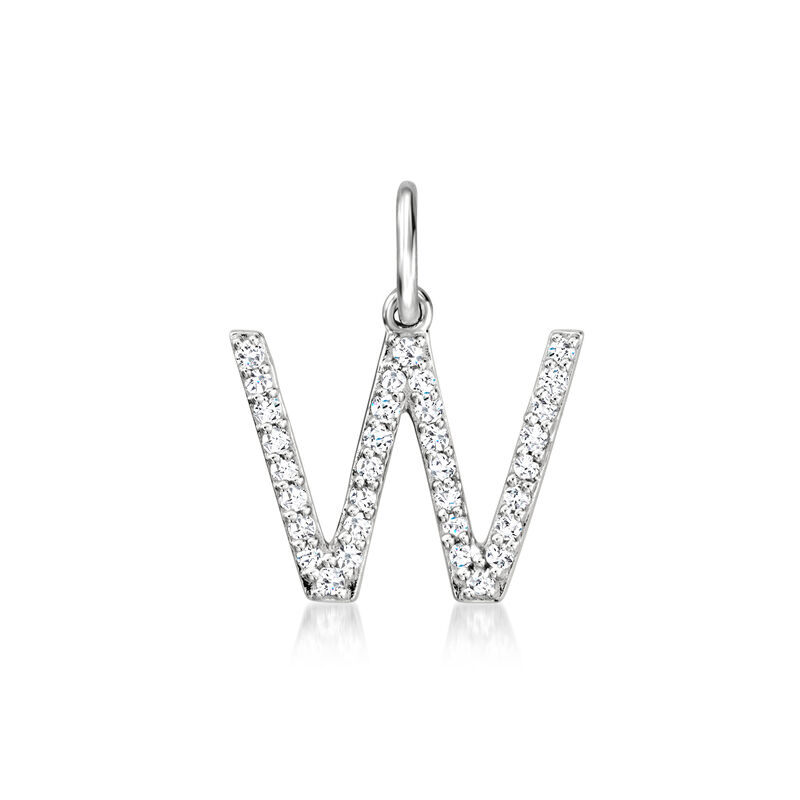 W - Diamond Initial Charm in Sterling Silver | Ross Simons